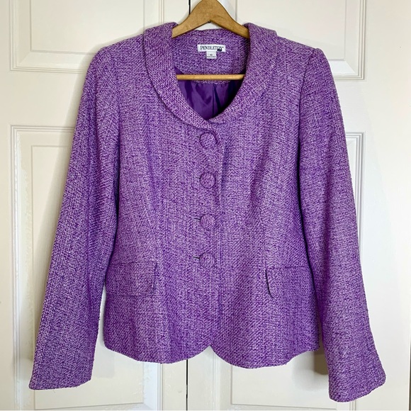 Pendleton | Jackets & Coats | Purple Tweed Pendleton Blazer Silk Blend ...